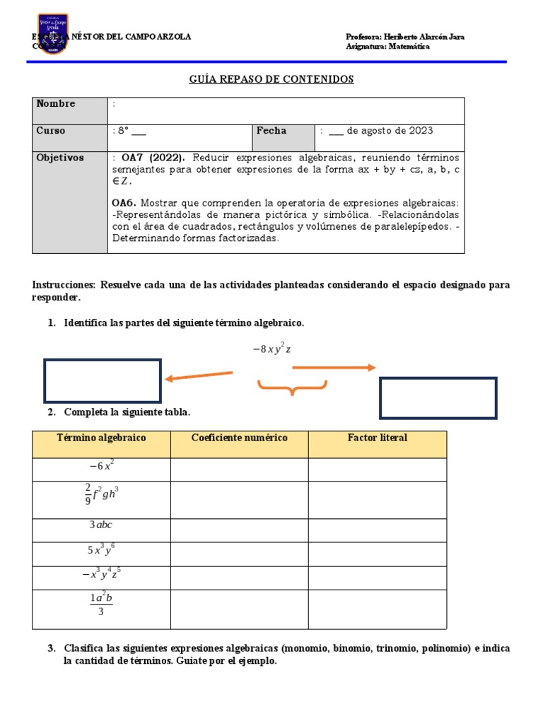 GUÍA REPASO 8vo | PDF
