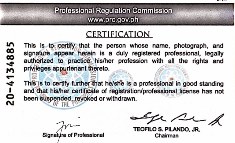 Nursing License PRC Back | PDF