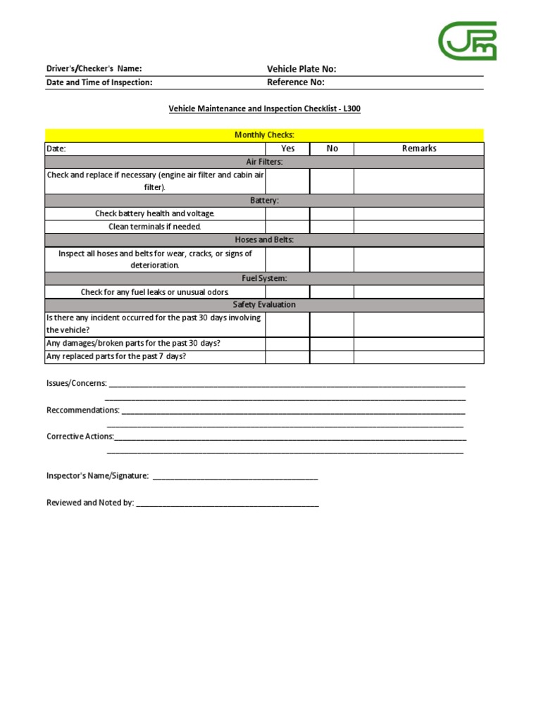 L300 Monthly Checks | PDF