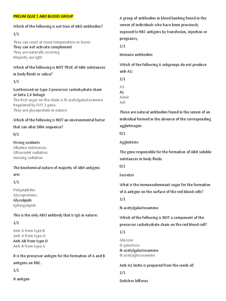 1-3 Final Quiz Blood Bank | PDF