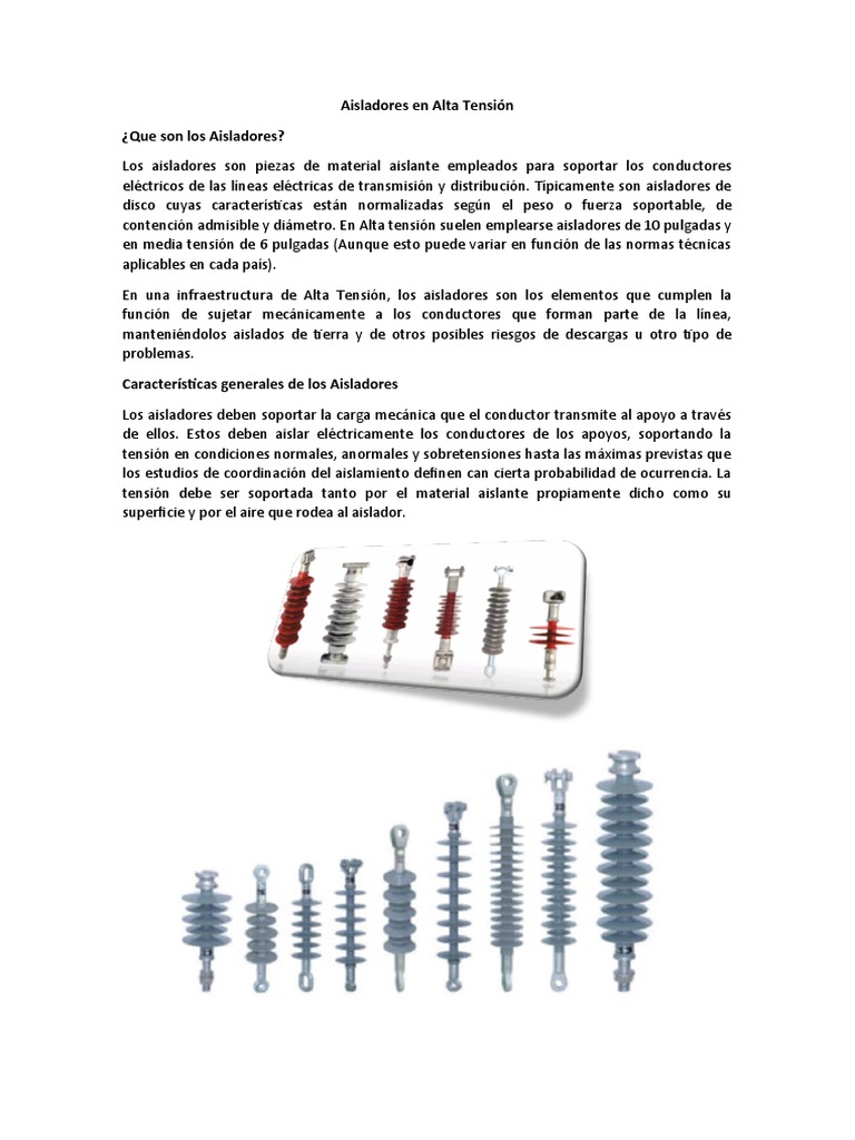 Aisladores de Alta Tensión: Función y Características | PDF