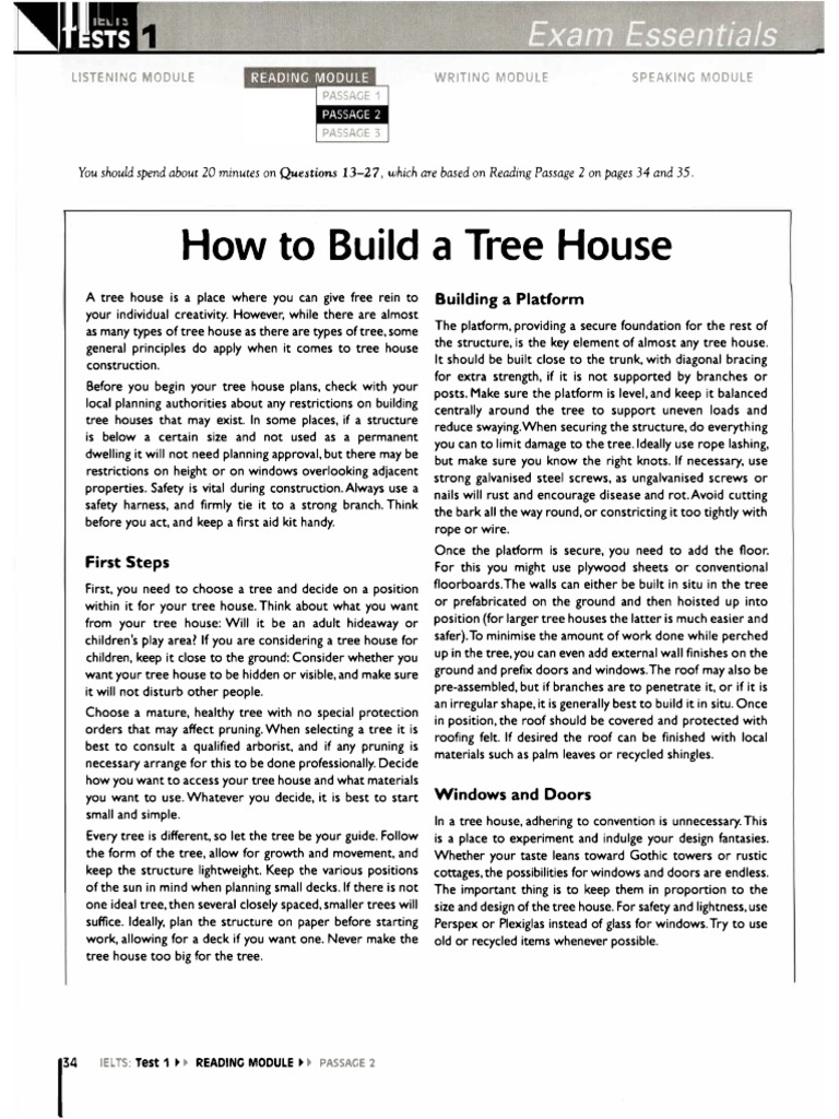 Test 1-Section 2 - How To Build A Tree House | PDF