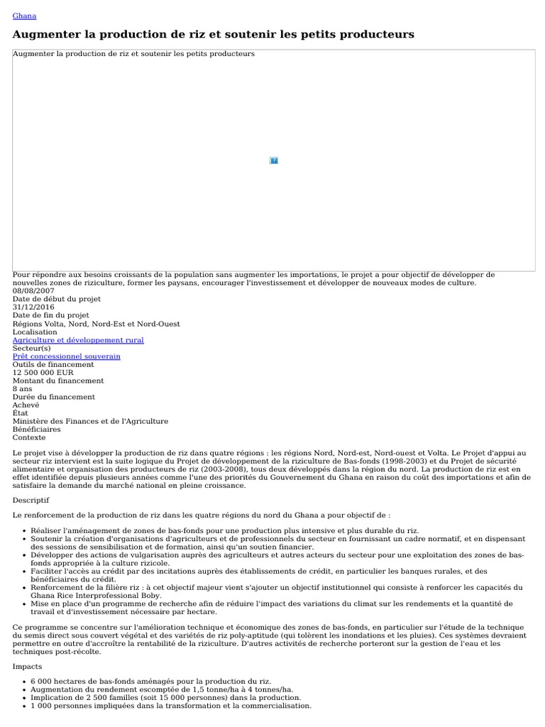 Augmenter La Production de Riz Et Soutenir Les Petits Producteurs-3533 ...