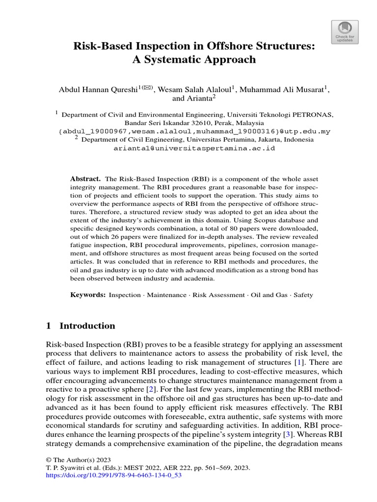 Risk-Based Inspection for Offshore Structures | PDF