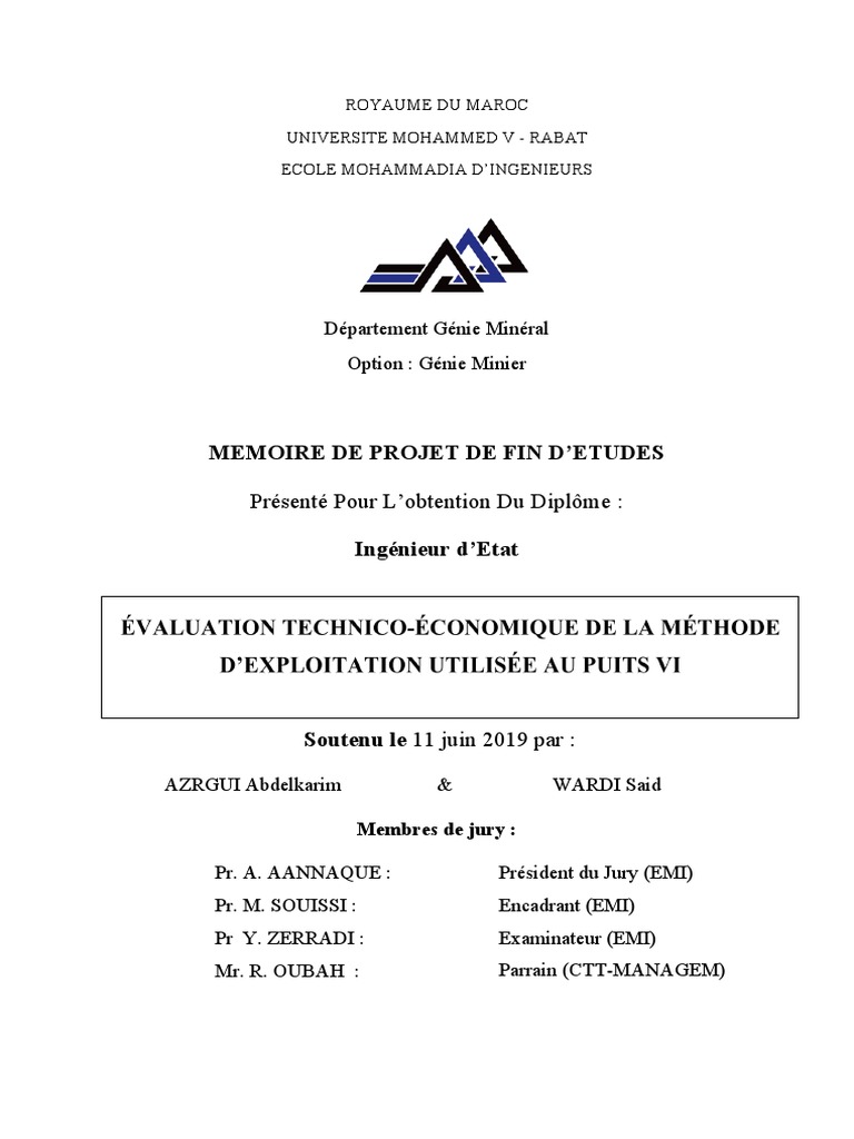 Evaluation Technico Economique de La Méthode D_exploitation Utilisée Au Puits 6 (BouAzzer) | PDF