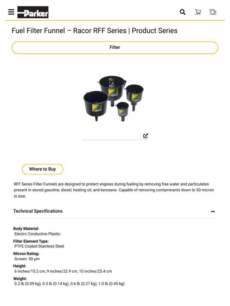 Fuel Filter Funnel - Racor RFF Series - Parker NA | PDF | Fuels ...