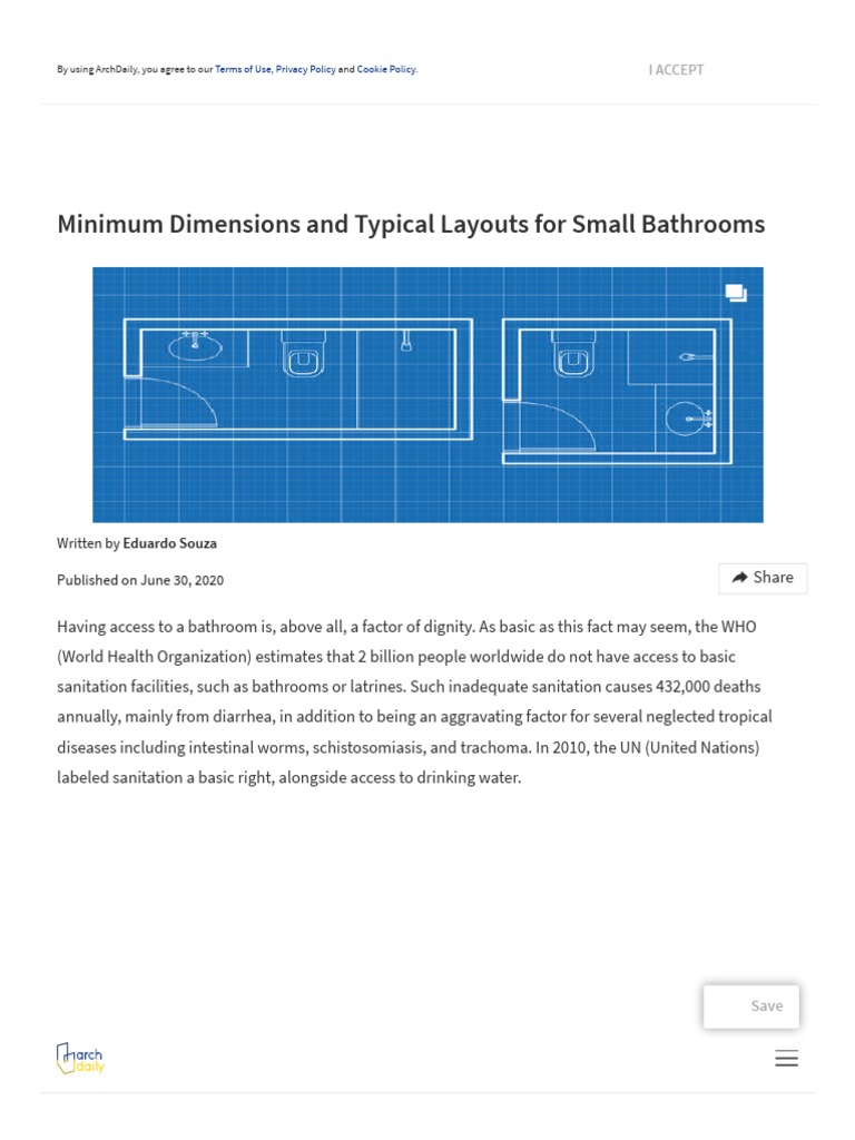 Minimum Dimensions and Typical Layouts For Small Bathrooms - ArchDaily ...