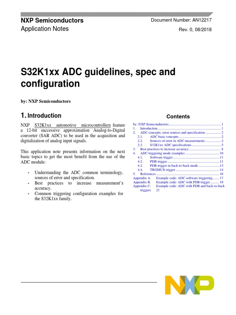 AN12217 - S32K1xx ADC Guidelines, Spec and | PDF | Analog To Digital Converter | Computer ...