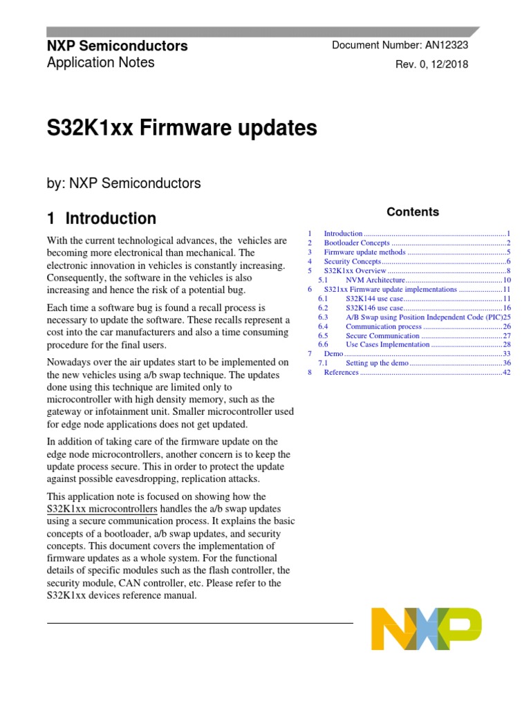 AN12323 - S32K1xx Firmware Updates | PDF | Encryption | Booting