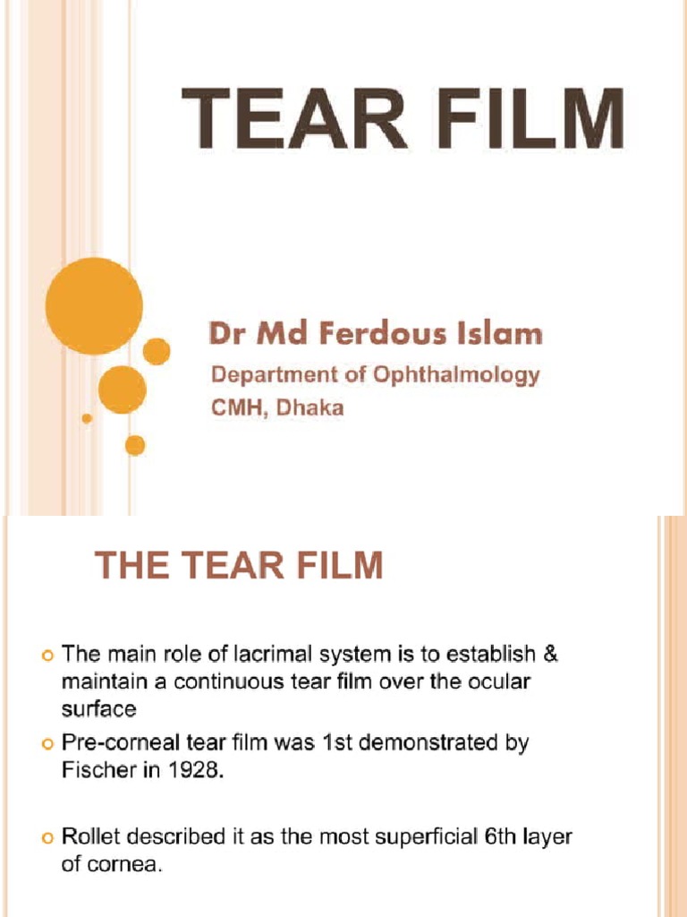 Anatomy and Physiology of Tear Film | PDF