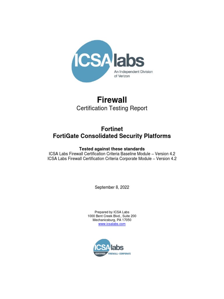 Certification Report Icsa Labs Firewall | PDF | Business | Technology ...