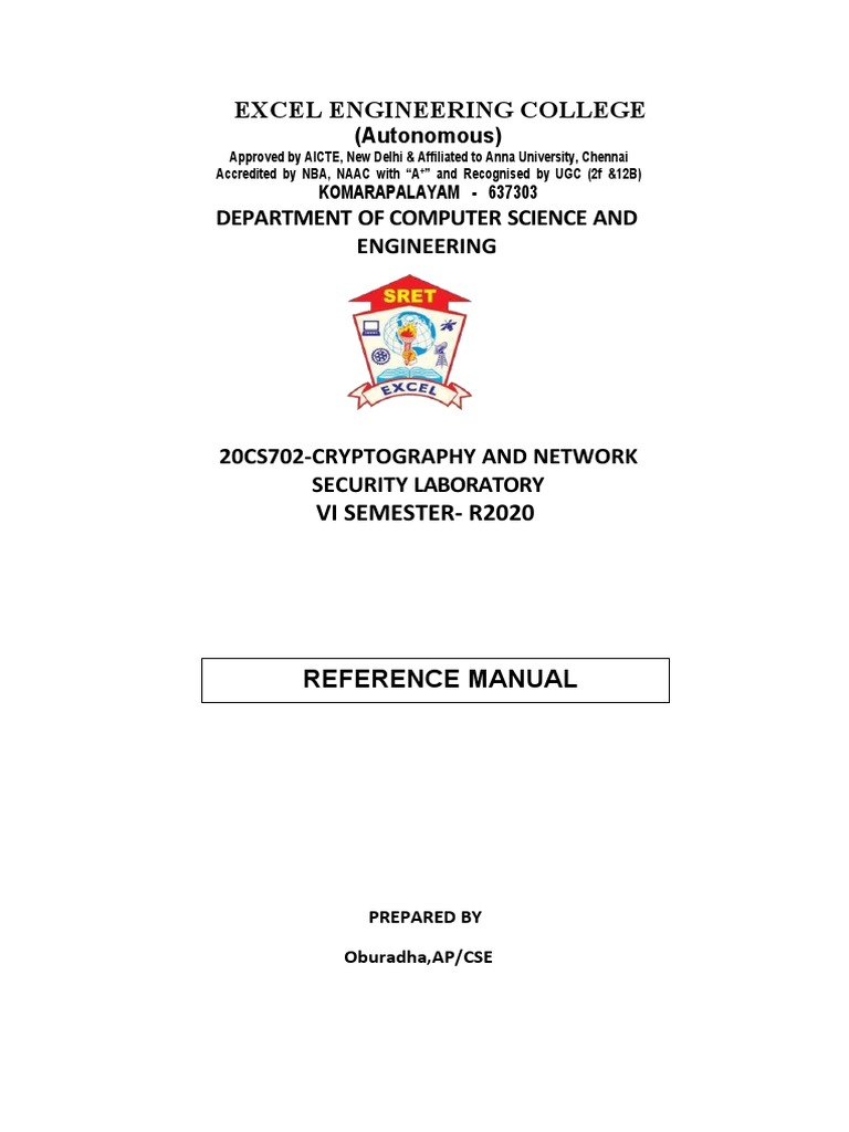 CNS Lab Manual - Cse | PDF CNS Lab Manual - Cse | PDF
