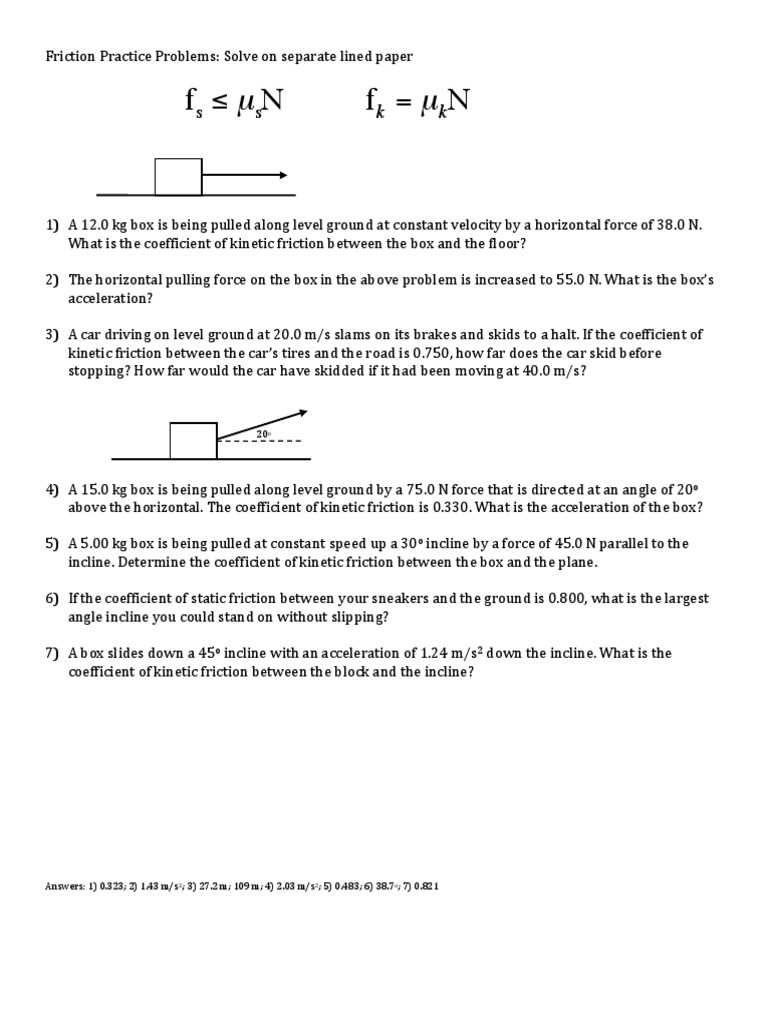 Friction Practice Problems | PDF | Friction | Physics