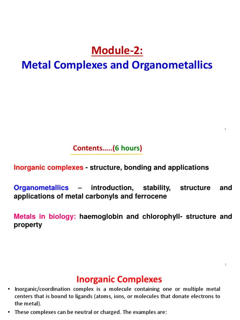 Module-2-Dr RK | PDF | Coordination Complex | Ligand