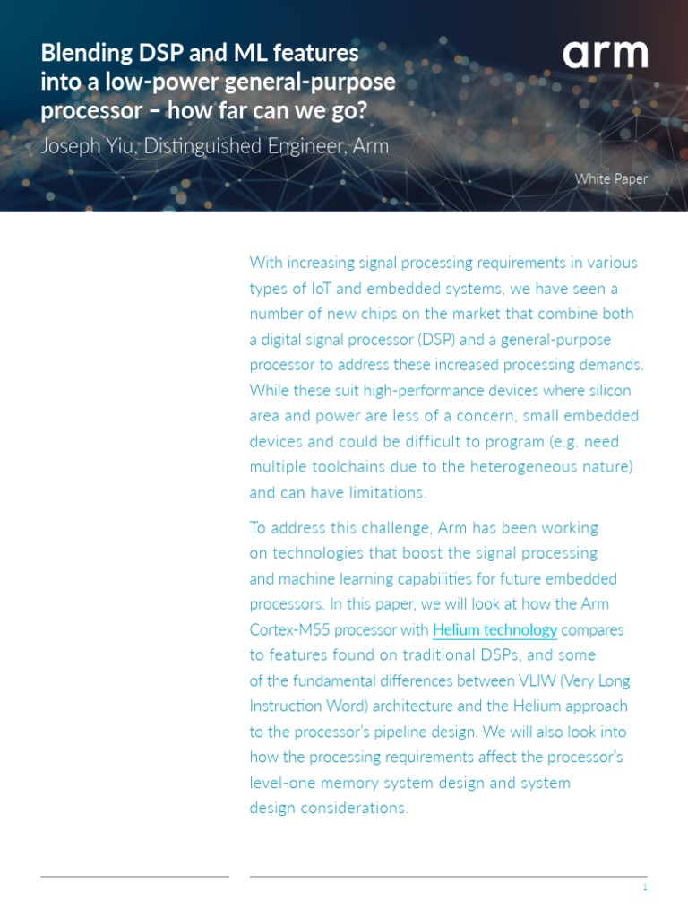 Blending DSP and ML Features Into A Low Power General Purpose Processor | Download Free PDF ...