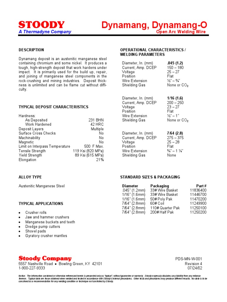 Stoody Dynamang | PDF