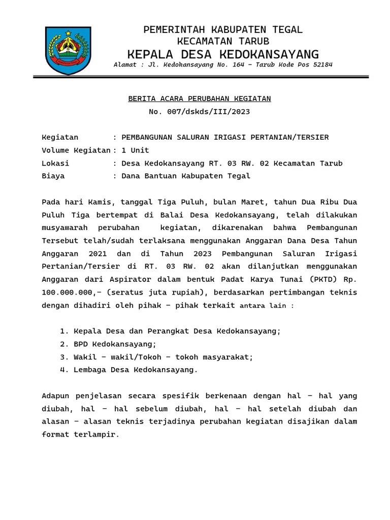 Berita Acara Musdes | PDF
