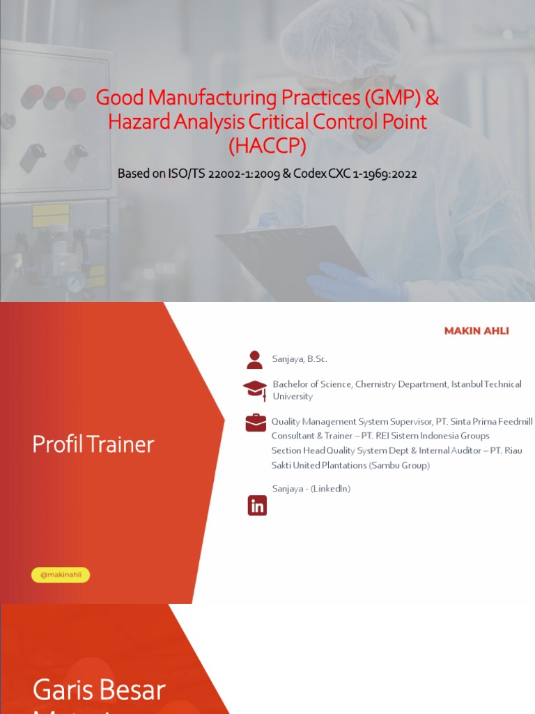 Materi GMP & Haccp Food Safety Batch 78 Makin Ahli 2023 | PDF