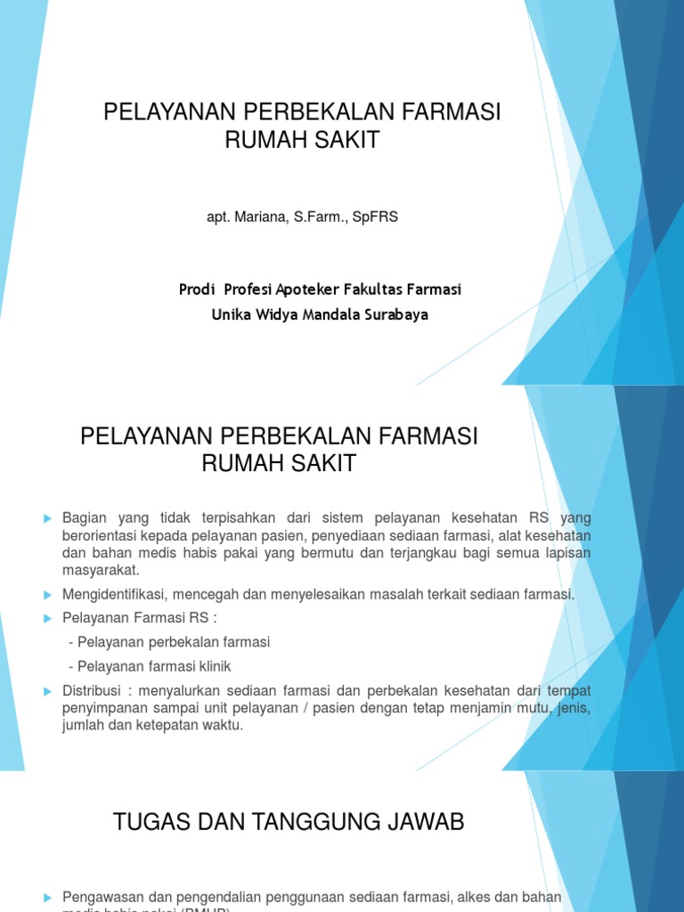 Pelayanan Perbekalan Farmasi Rumah Sakit | PDF