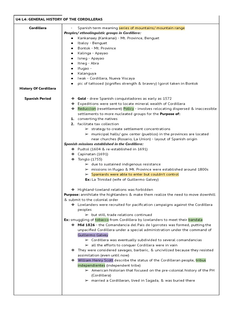History of The Cordilleras | PDF