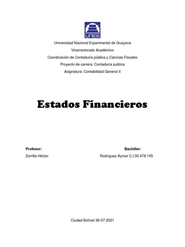 Informe Estados Financieros | PDF | Contabilidad | Hoja de balance
