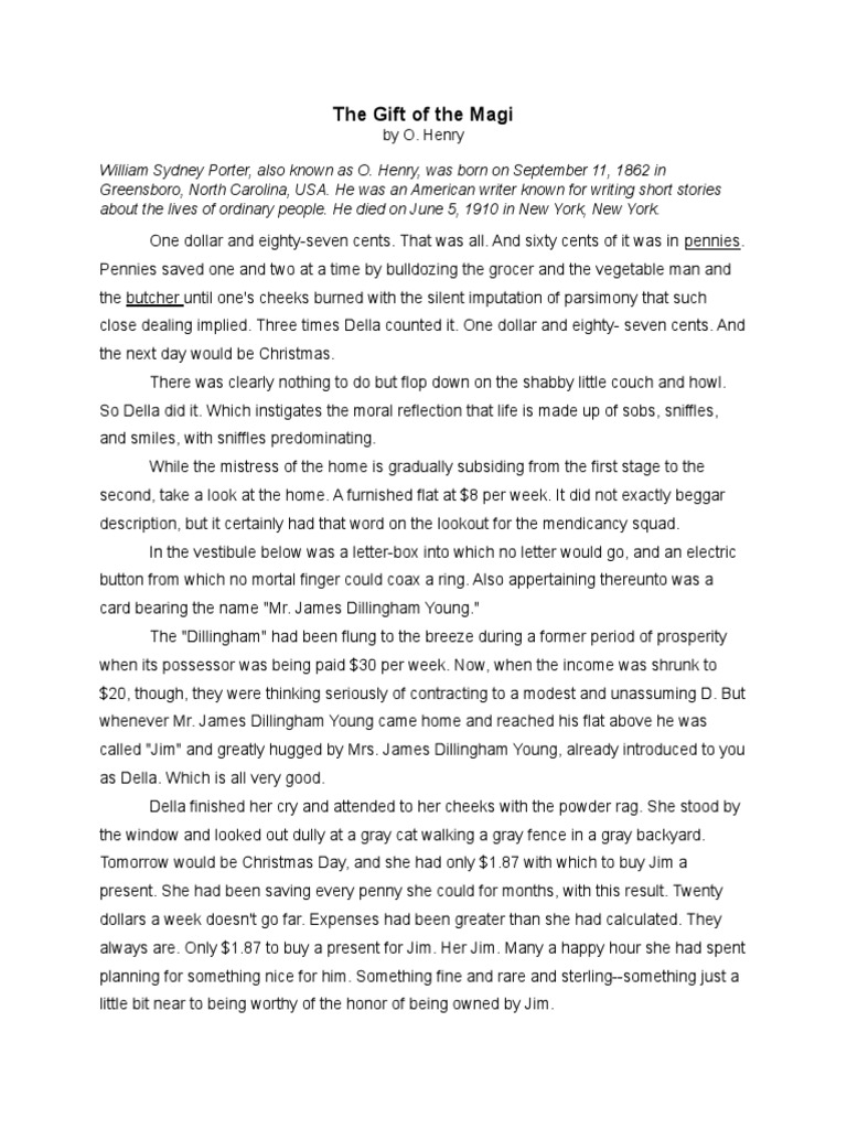 (Template) The Gift of The Magi | PDF