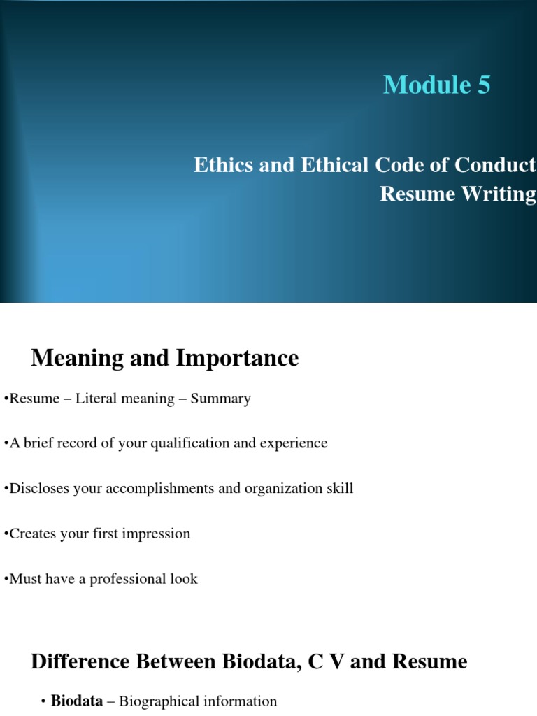 Notes Module 5 Resume, Cover Letter, SOP | PDF