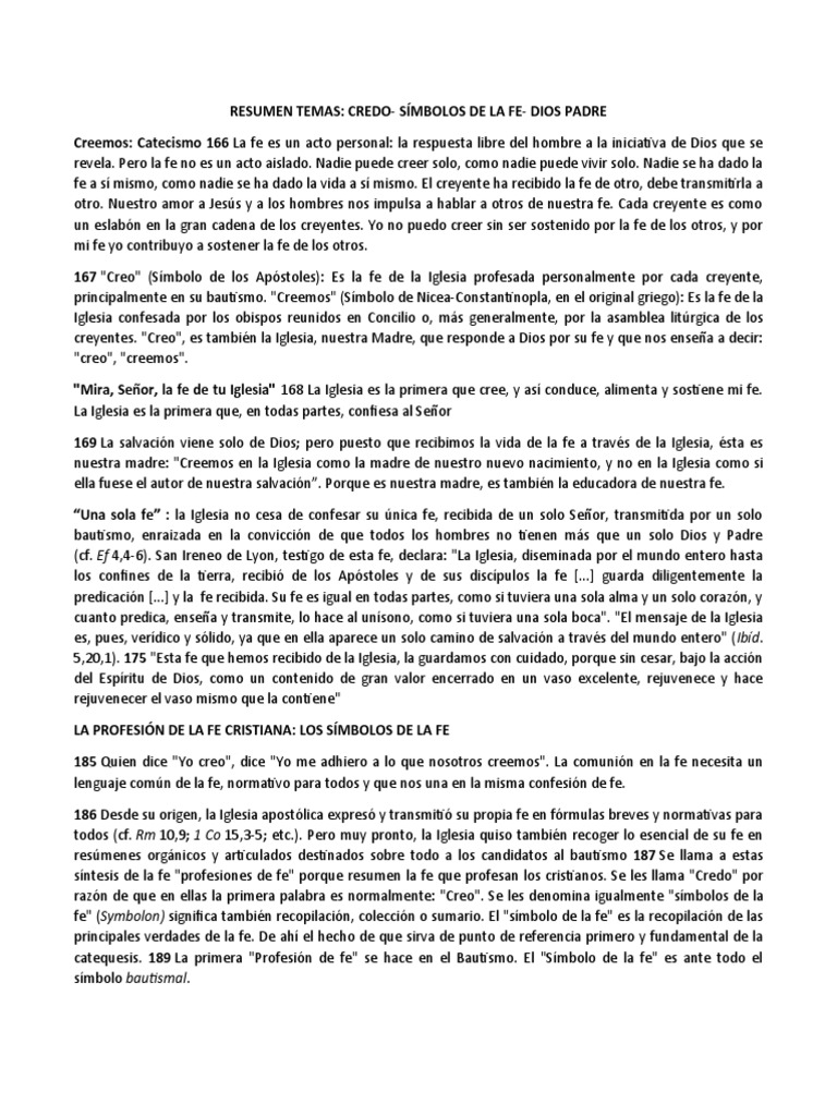 Fe y Paternidad Divina en el Credo | PDF | Estudios de idiomas extranjeros