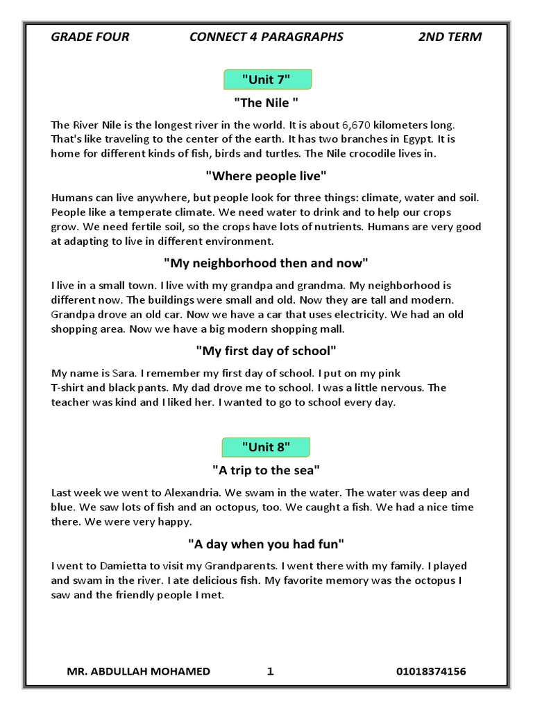 Grade 4 Paragraphs | PDF | Travel | Home & Garden