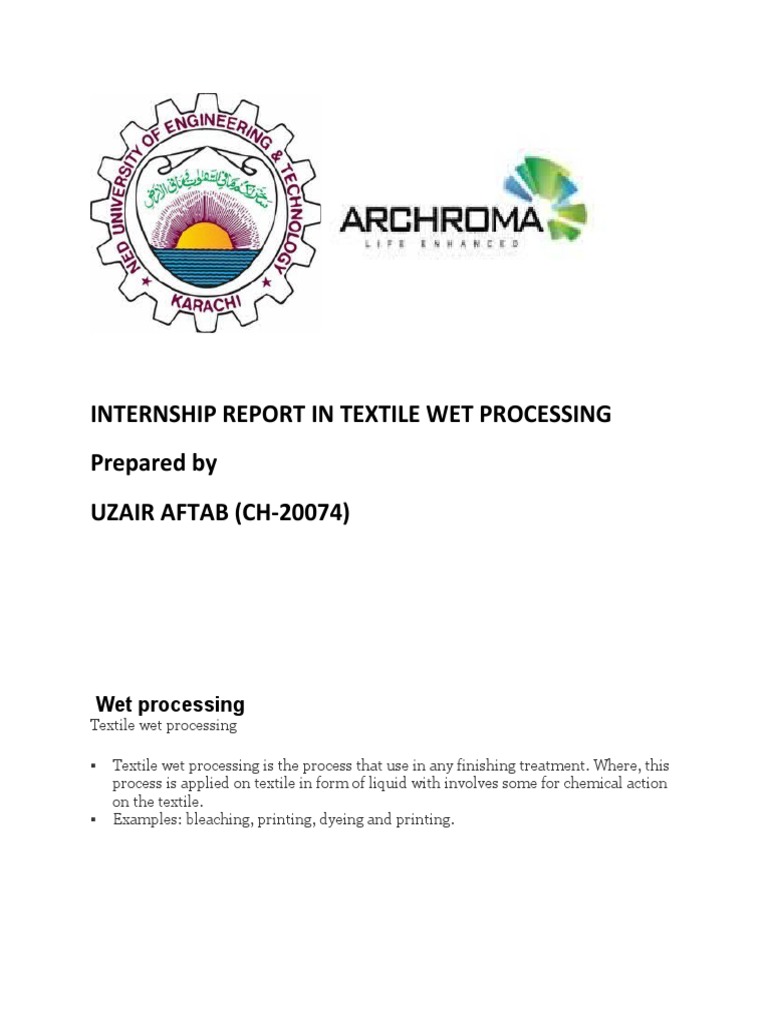 Internship Report in Textile Wet Processing 2023 | PDF | Dyeing | Textiles