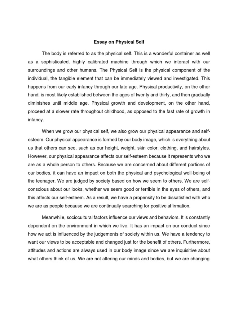 Essay On Physical Self. | PDF