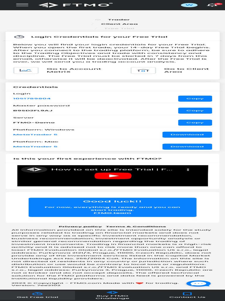 Free Trial FTMO | PDF | Finance & Money Management