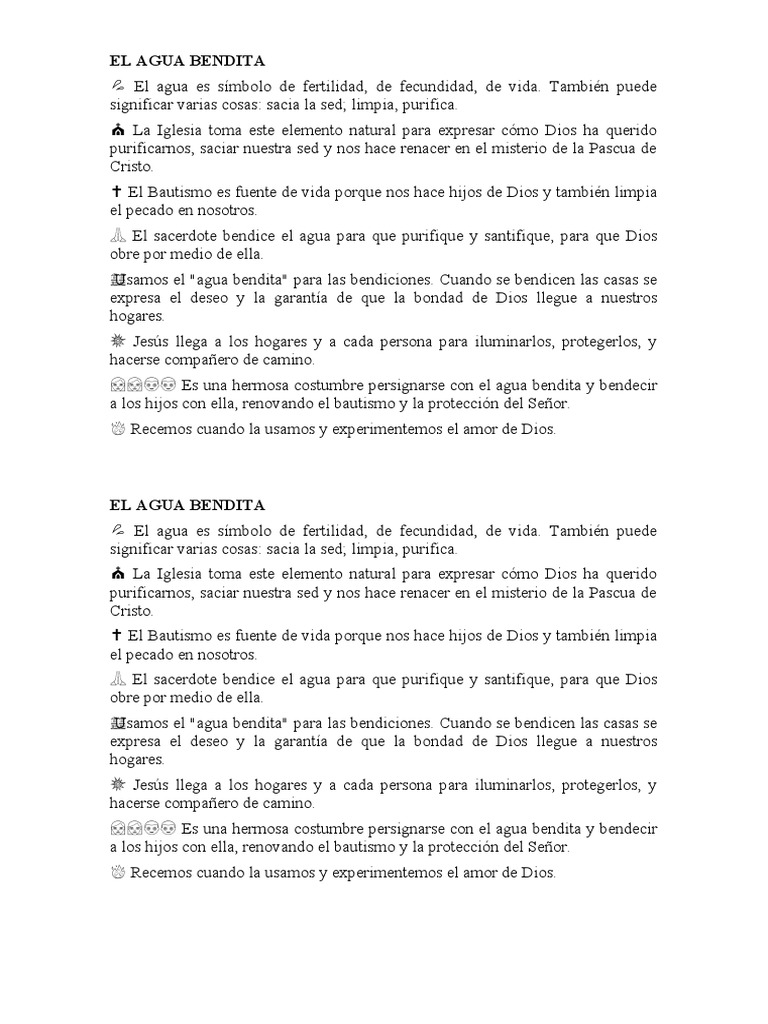 EL AGUA BENDITA Difusión | PDF