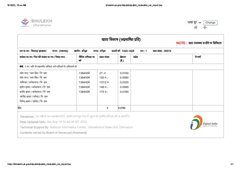 Bhulekh: Uttarakhand | PDF