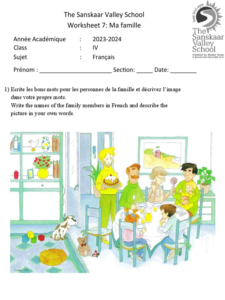 Worksheet 7 - Ma Famille | PDF