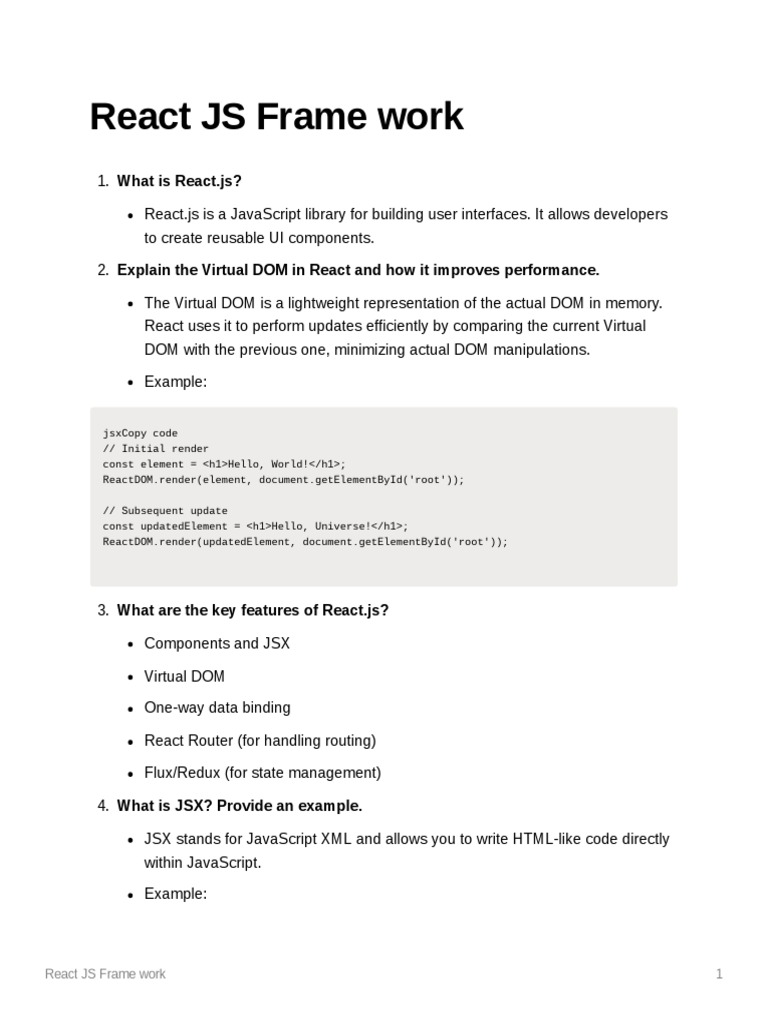 ReactJS Questions | PDF ReactJS Questions | PDF