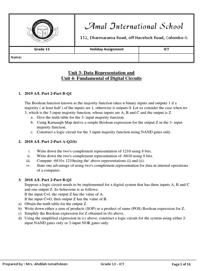 Grade 13 ICT | PDF | Medical Prescription | Boolean Algebra