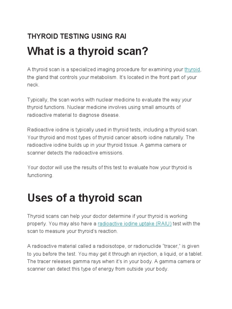 Thyroid Testing Using Rai | PDF | Thyroid | Hyperthyroidism
