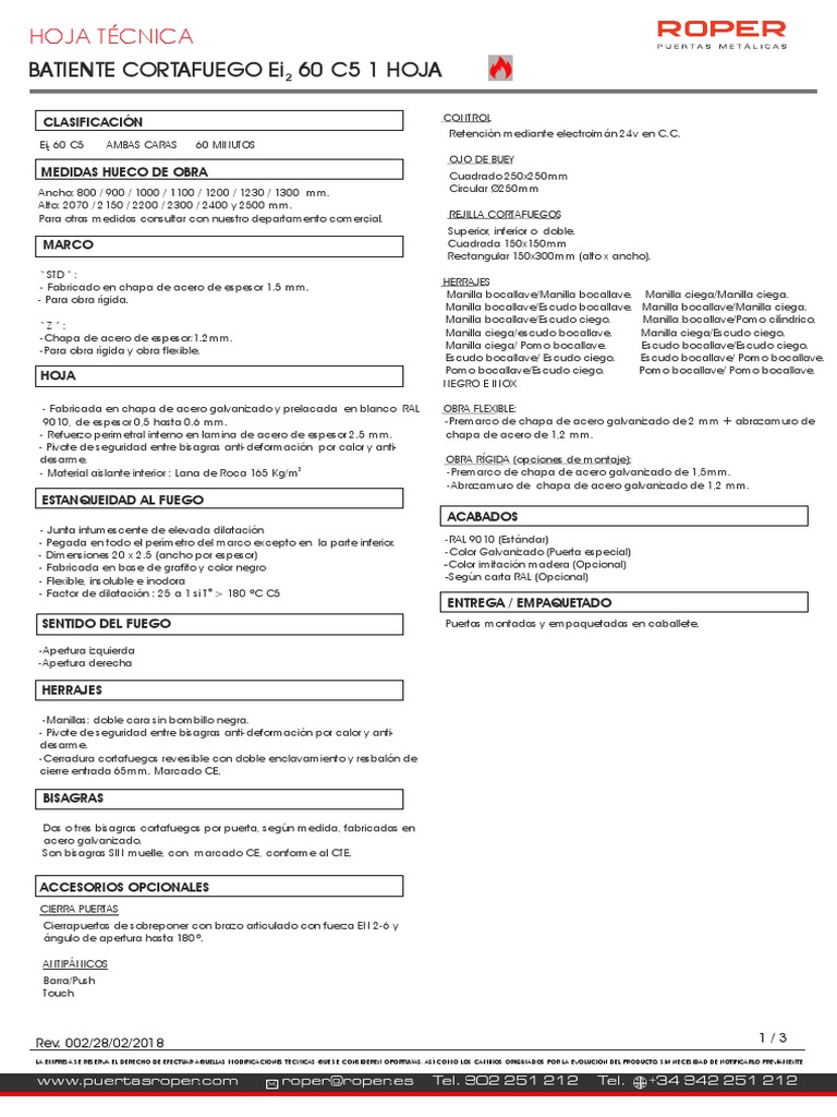 Puerta CF Ei2 60 c5 1 Hoja 1 | PDF