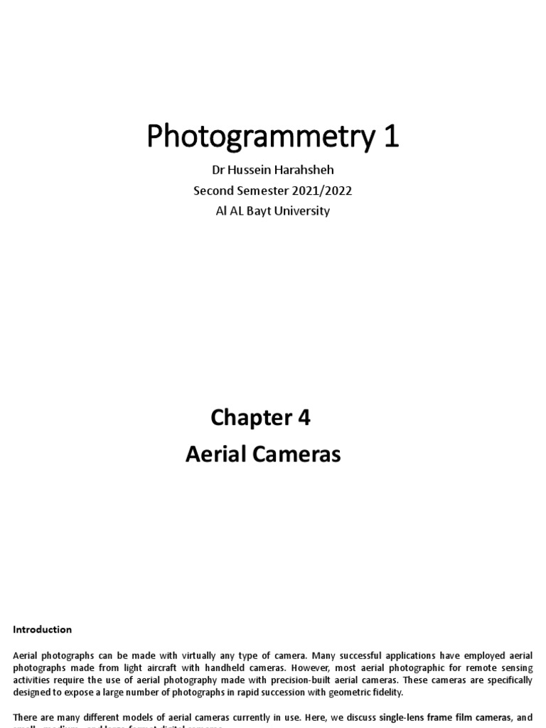 Photogrammetry1-Chapter4-Aerial Camera Camera Resolution-New | PDF | Camera | Image Resolution