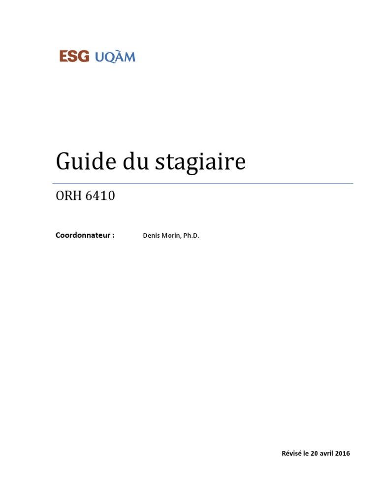 Guide Du Stagiaire 2017 GRH | PDF | Gestion des ressources humaines | Apprentissage
