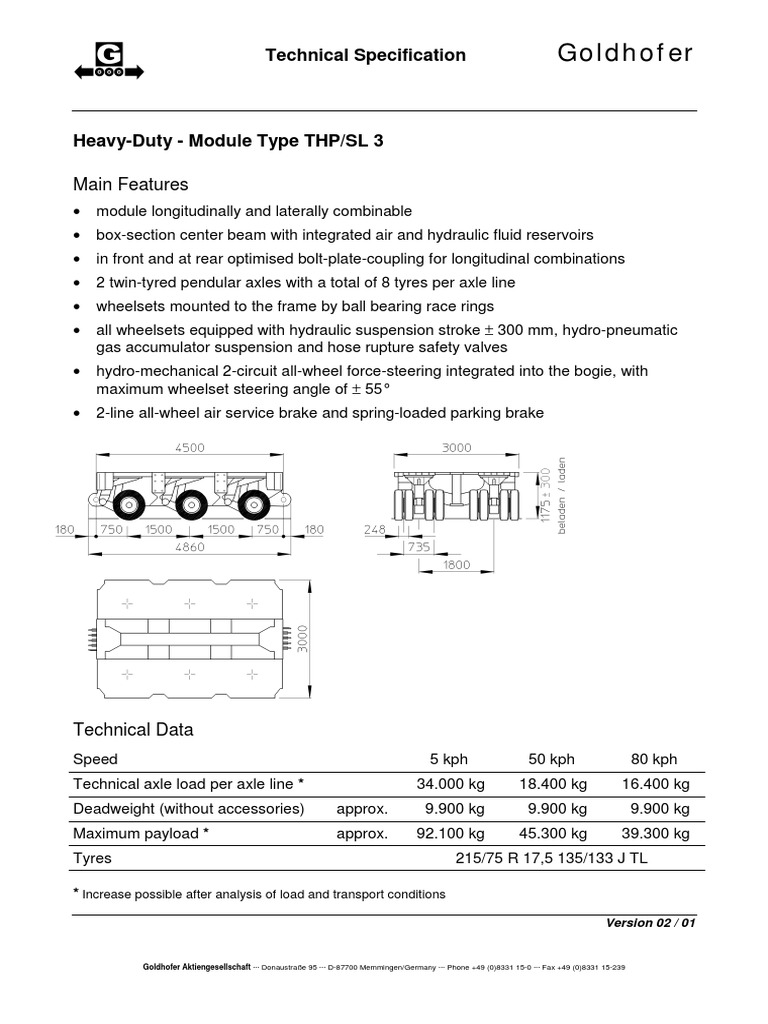 Goldhofer: Main Features | PDF