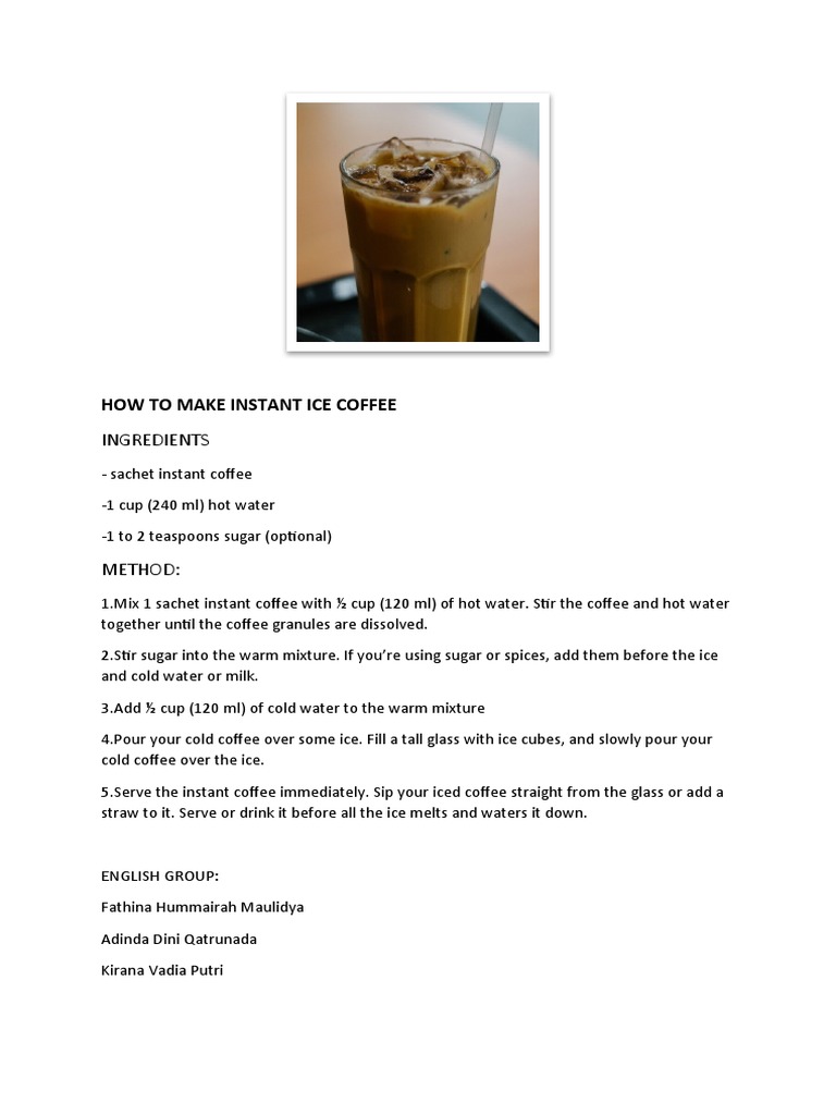 How To Make Instant Ice Coffee | PDF