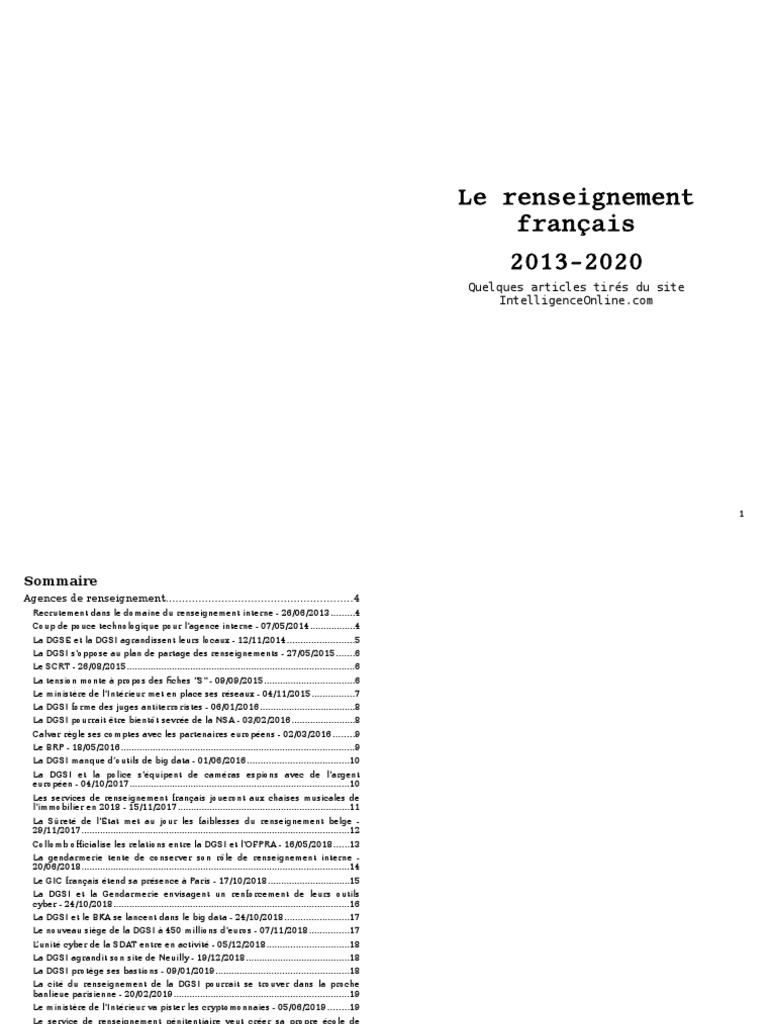 Renseignement français 2013-2020 | PDF