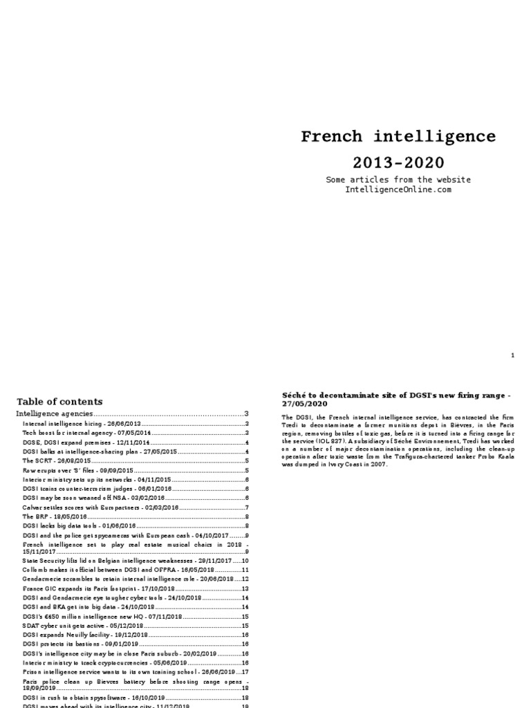 French Intelligence | PDF | Securities | National Security