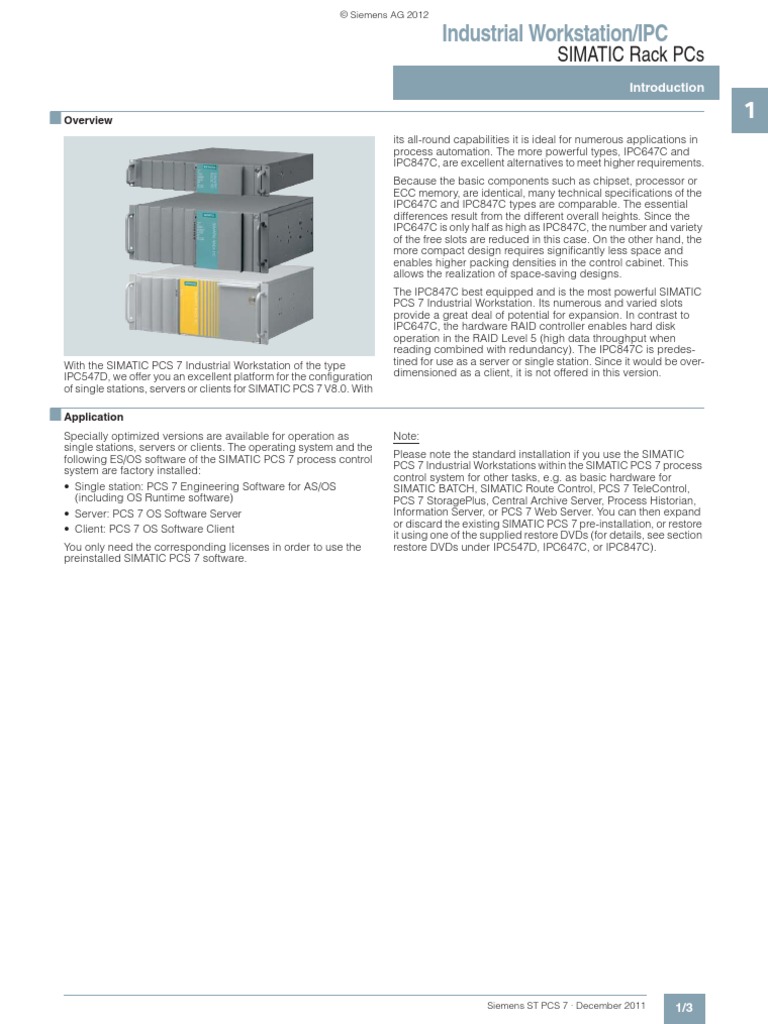 SIMATIC IPC647C and IPC847C Overview | PDF | Personal Computers | Dvd