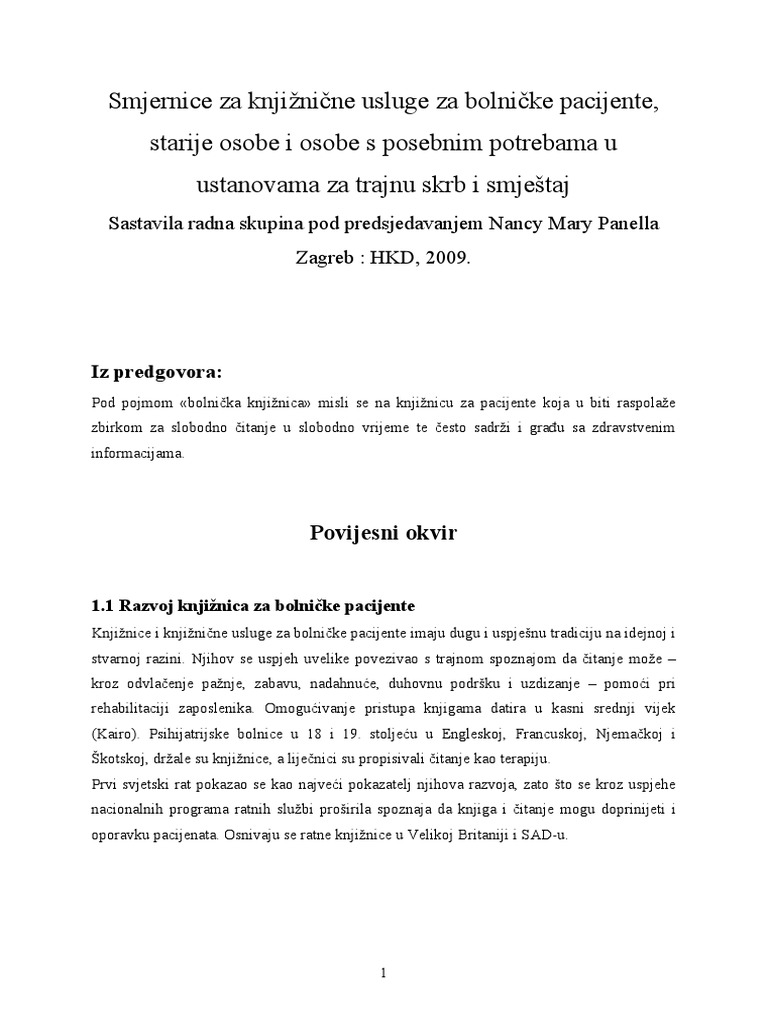 Smjernice Za Bolnicke Pacijente | PDF