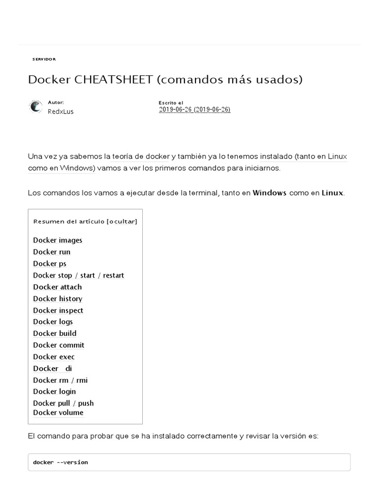 Docker CHEATSHEET (comandos más usados) - Guía Rápida de inicio | PDF