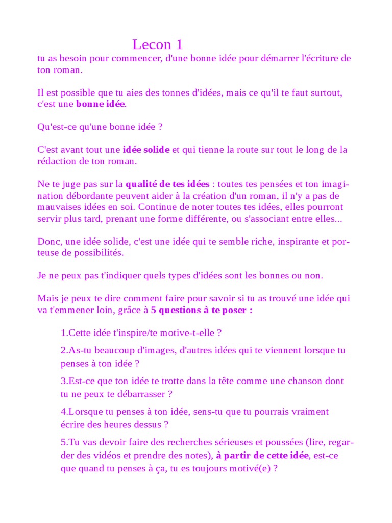 Comment Ecrire Une Histoire | PDF