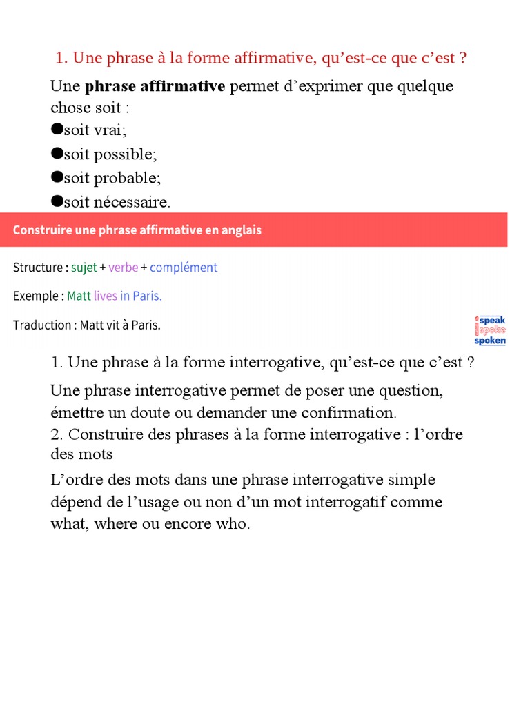 Comment Former Une Phrase | PDF